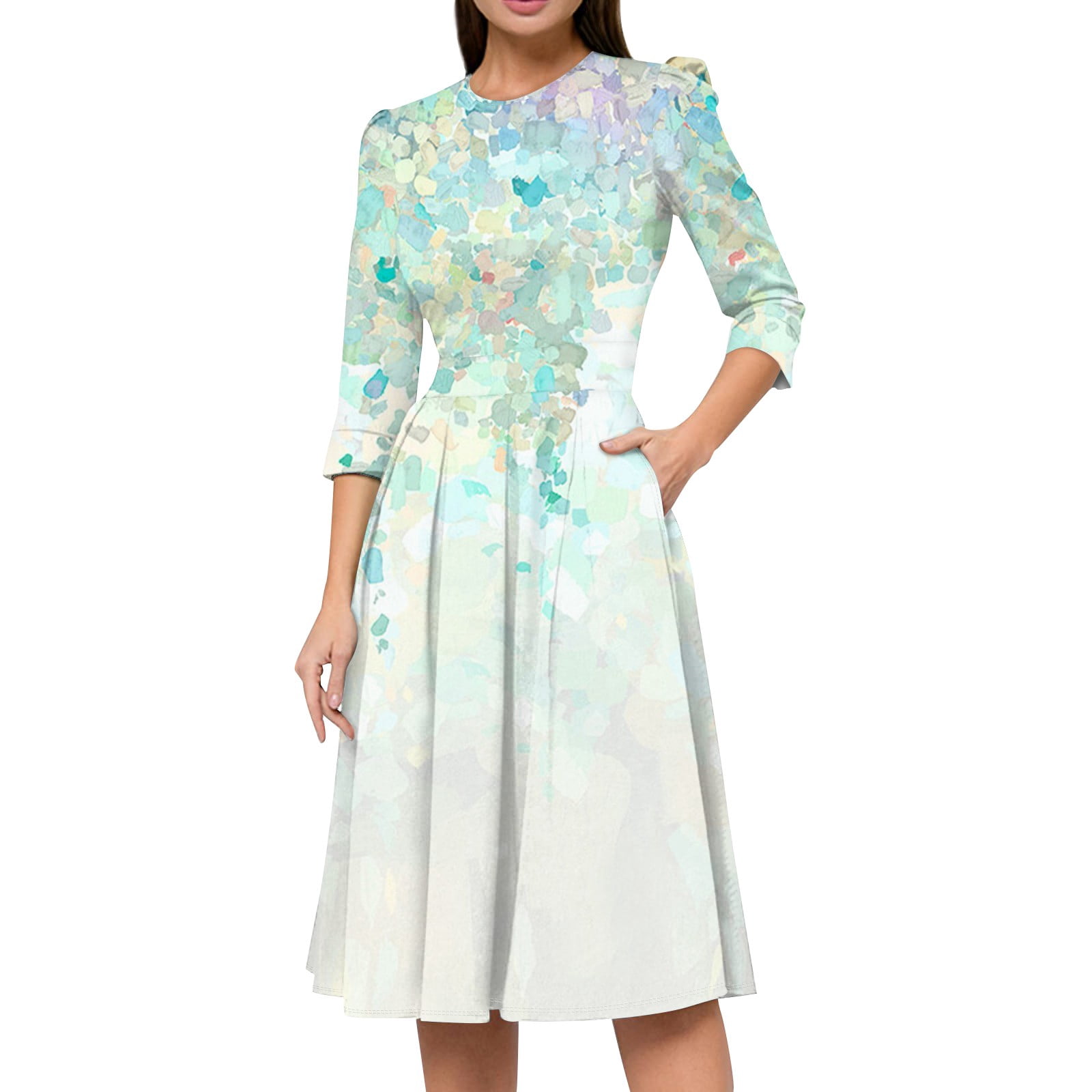 LISTHA Womens Fall Dresses 2024 Cute 3/4 Cape Sleeve Crewneck Long ...