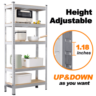 Smile Mart 5-Shelf Boltless & Adjustable Steel Storage Shelf Unit ...