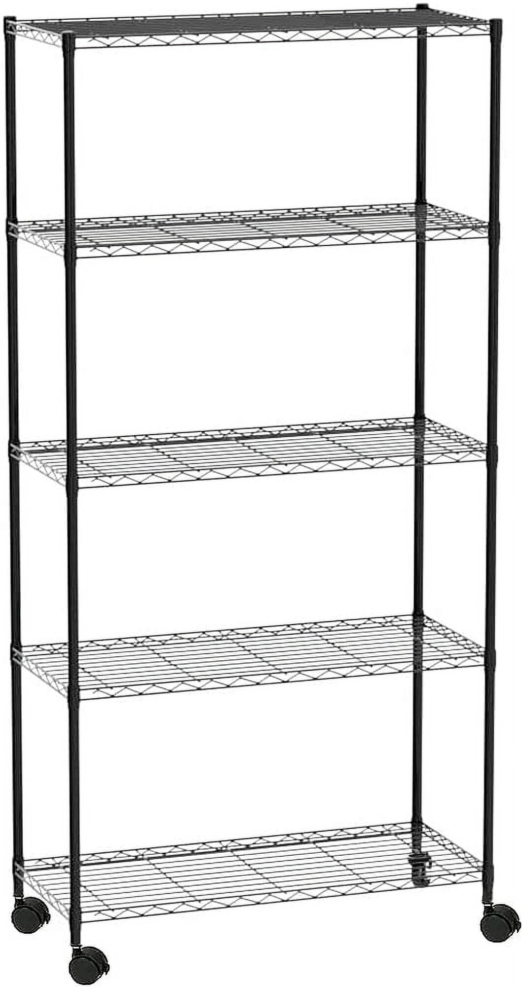 LISUEYNE 5-Tier Wire Shelving with Wheels, 35.4"x 13.8"x 65" Heavy Duty ...