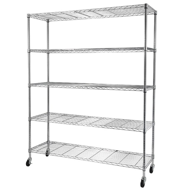 LISUEYNE 5-Tier Wire Shelving with Wheels, 59.1"x 17.7"x70.9" Storage ...