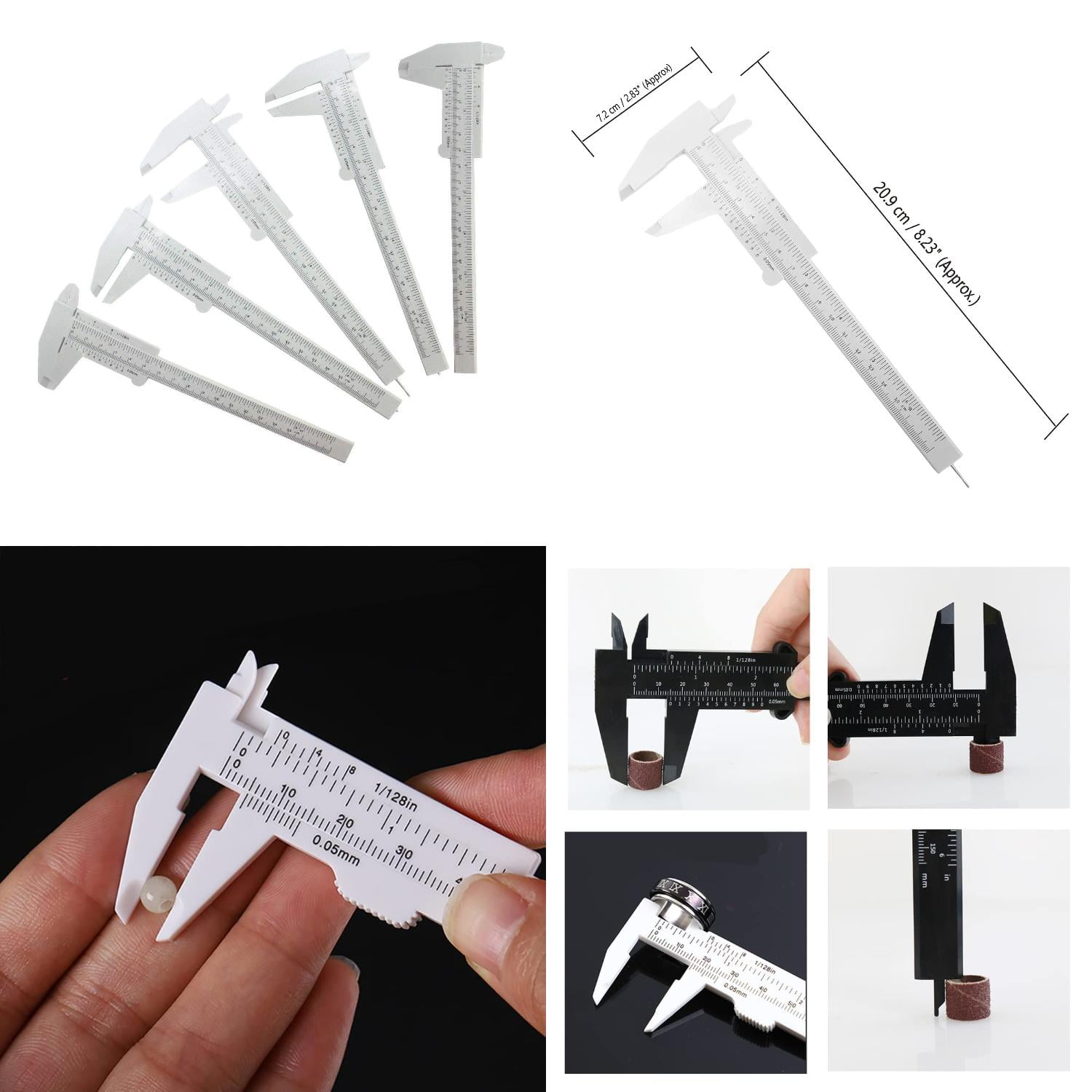 LISUJIM Compact and Lightweight Set of 5 Portable Mini Plastic Vernier ...