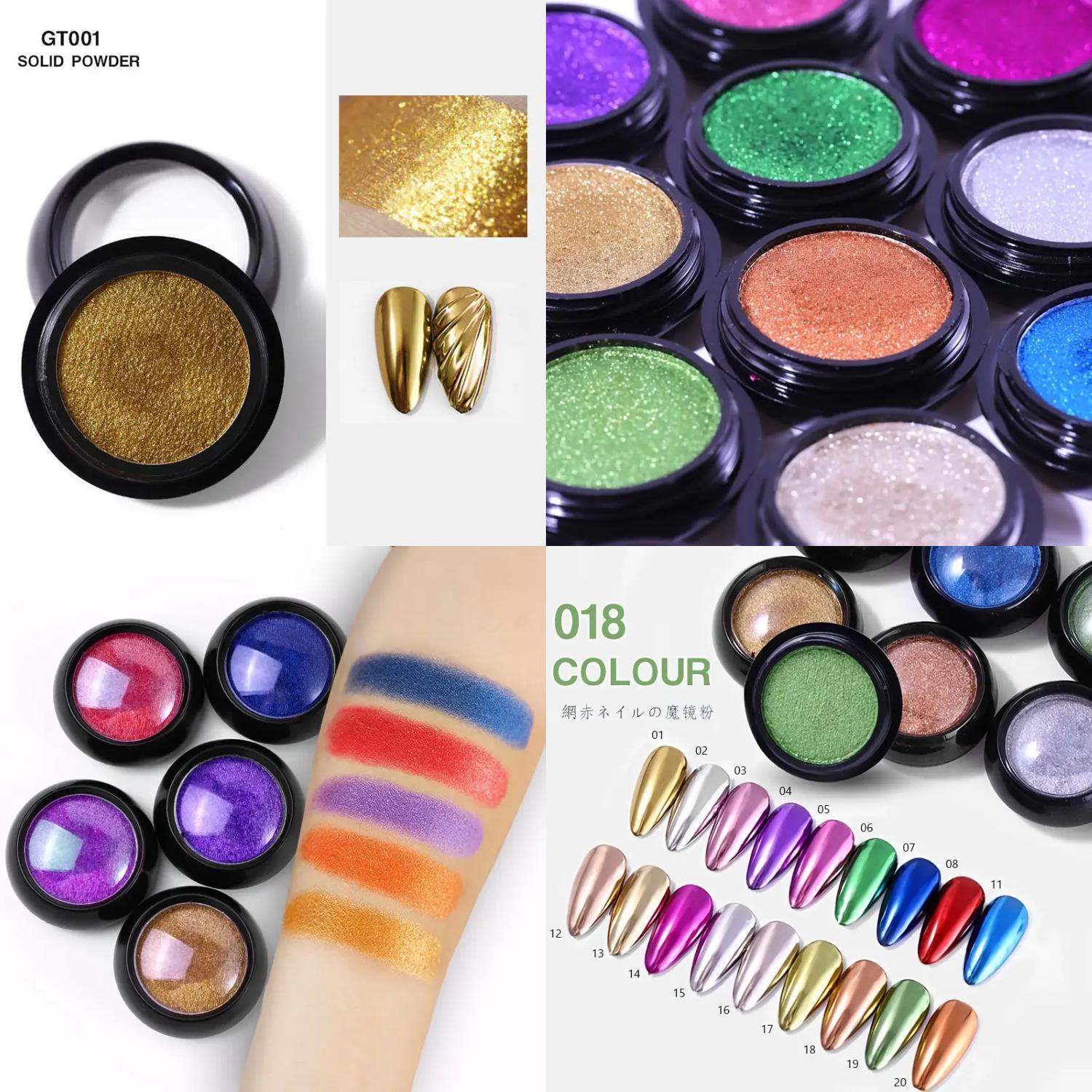 LISUJIM Shimmering Holographic Chrome Metallic Nail Powder - Luxurious Solid Glitter Powder for ...