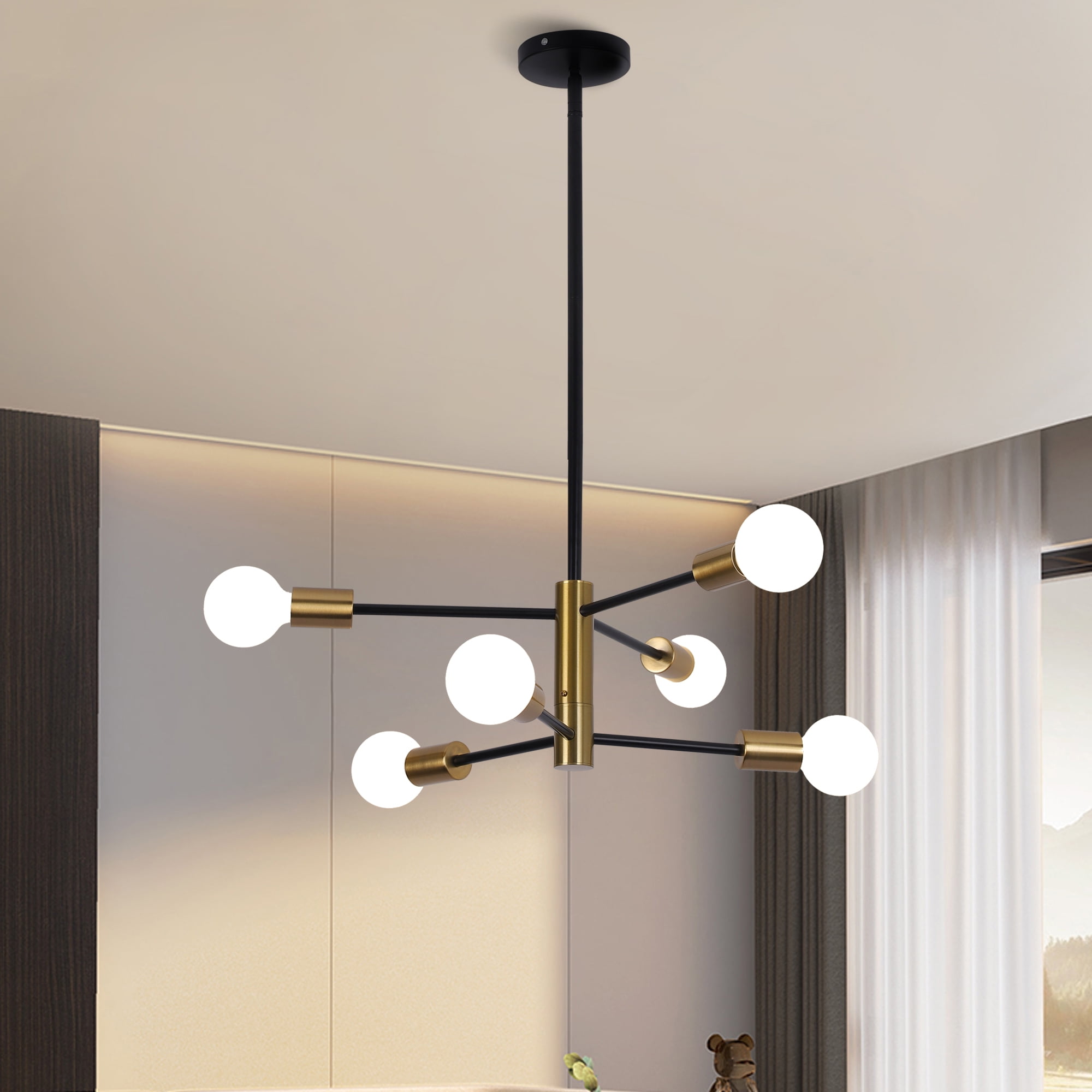 LISUNAR Chandelier,Sputnik Ceiling Light Fixture,6 Light Modern ...