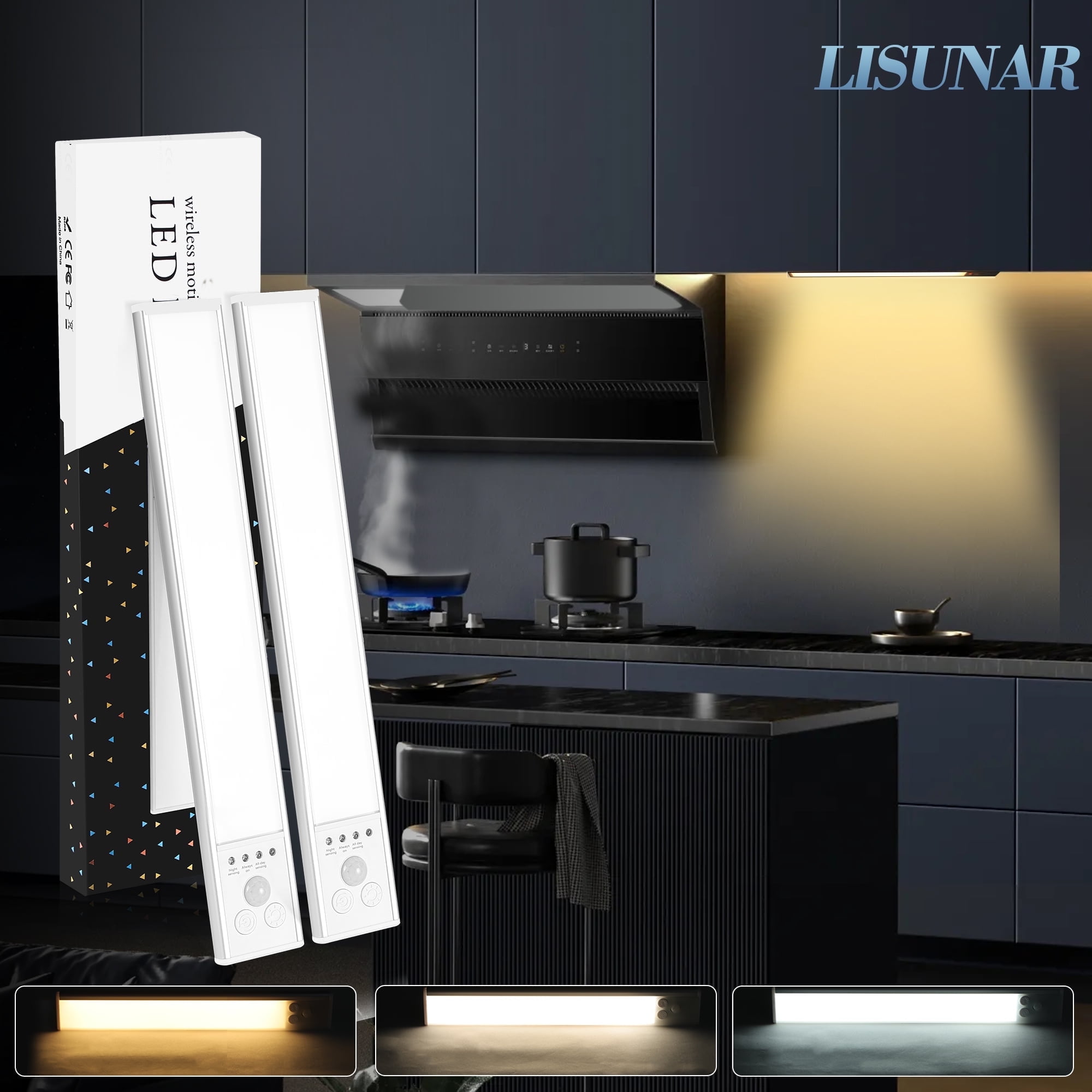 LISUNAR Under Cabinet Lighting,Motion Sensor Light Indoor 7000k ...