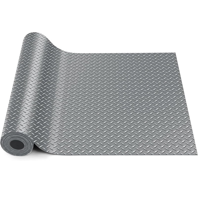 LITA Gray Garage Floor Mat, 2 x 38 ft Diamond-Plate PVC Garage Flooring ...