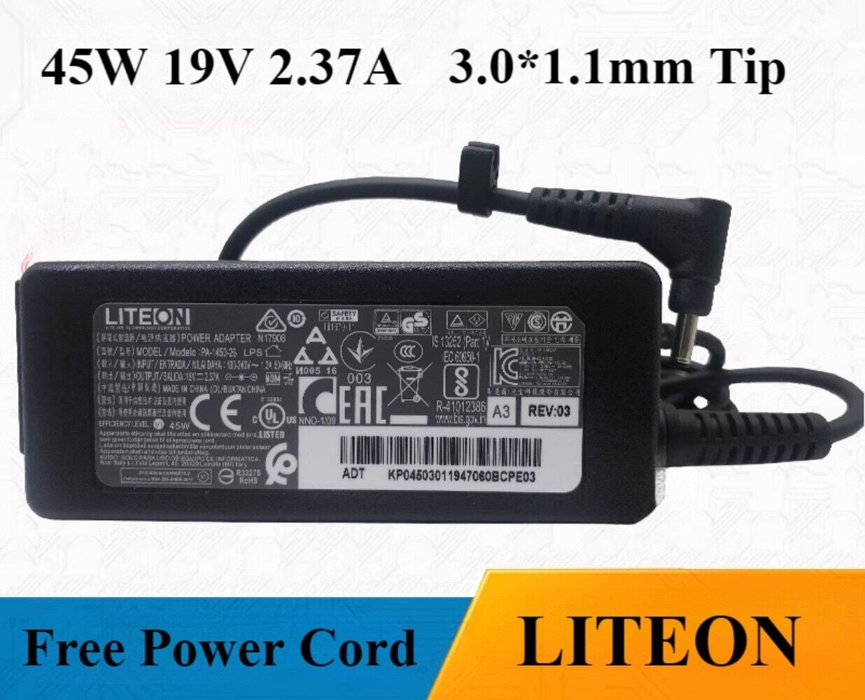 LITEON 19V 2.37A 45W Power Adapter PA-1450-26 For Acer Swift 3 Charger ...