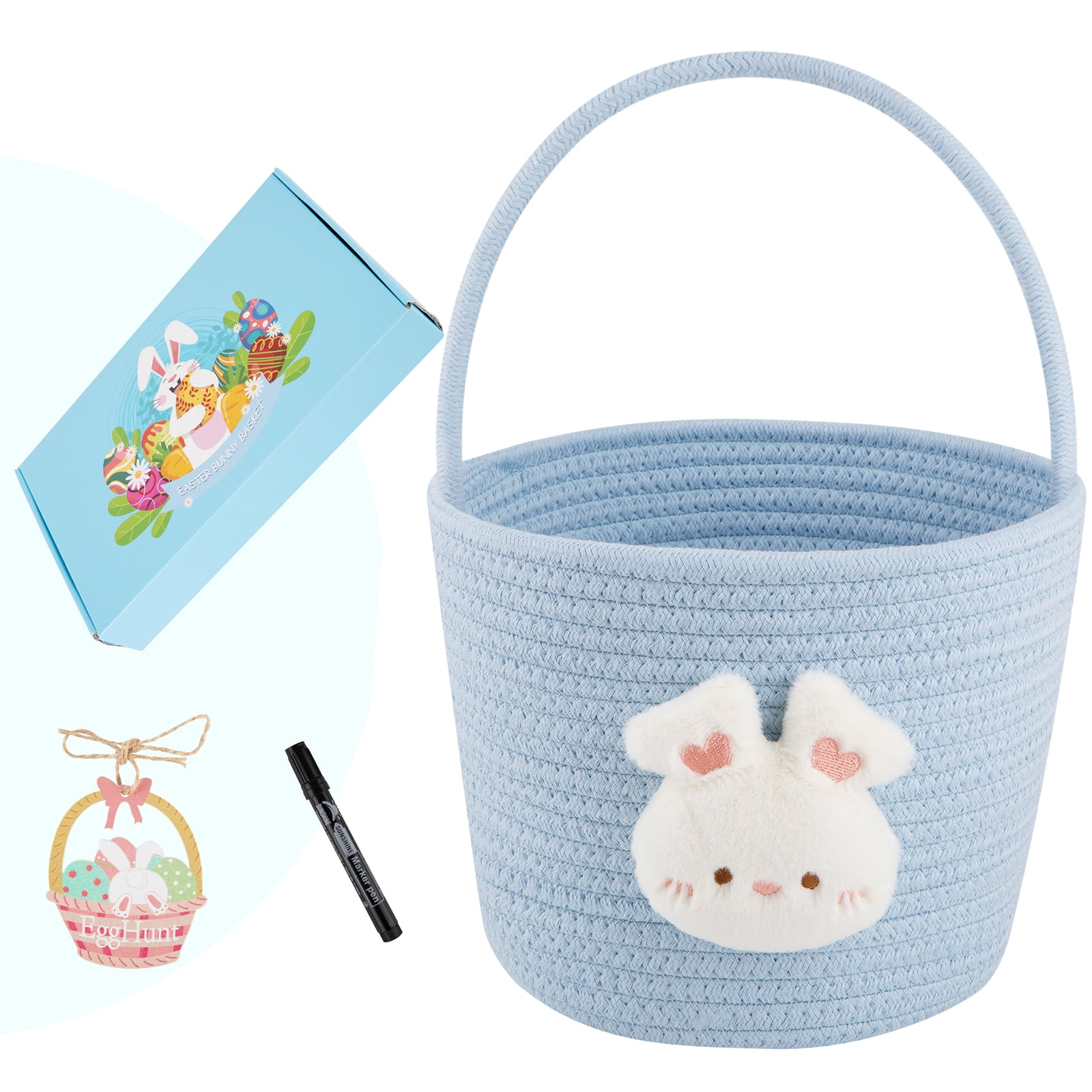 LITERRA Easter Bunny Baskets for Boys and Girls，Easter Basket with ...