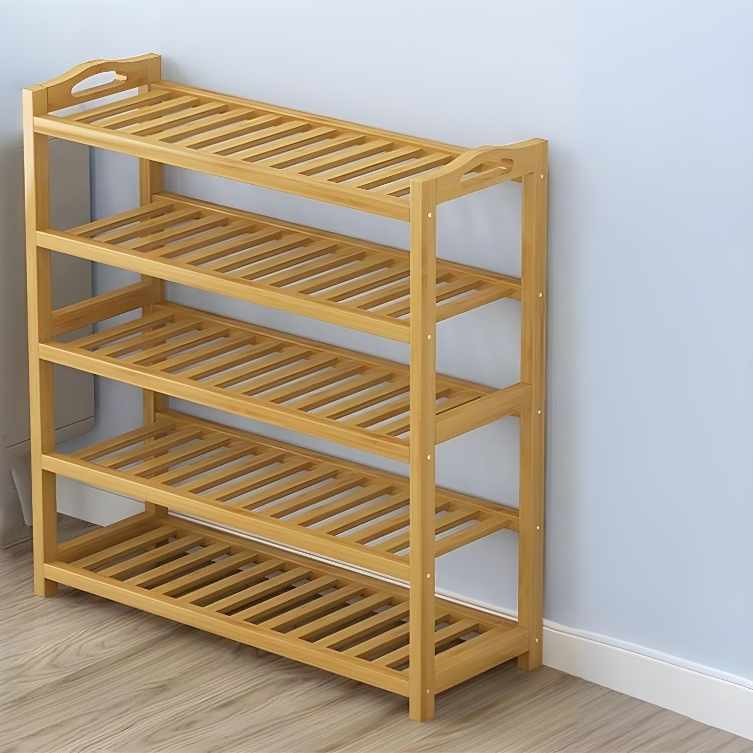 LITFAD Bamboo Shoe Rack Free Standing Shoe Shelf Modern Multi-Tiered ...
