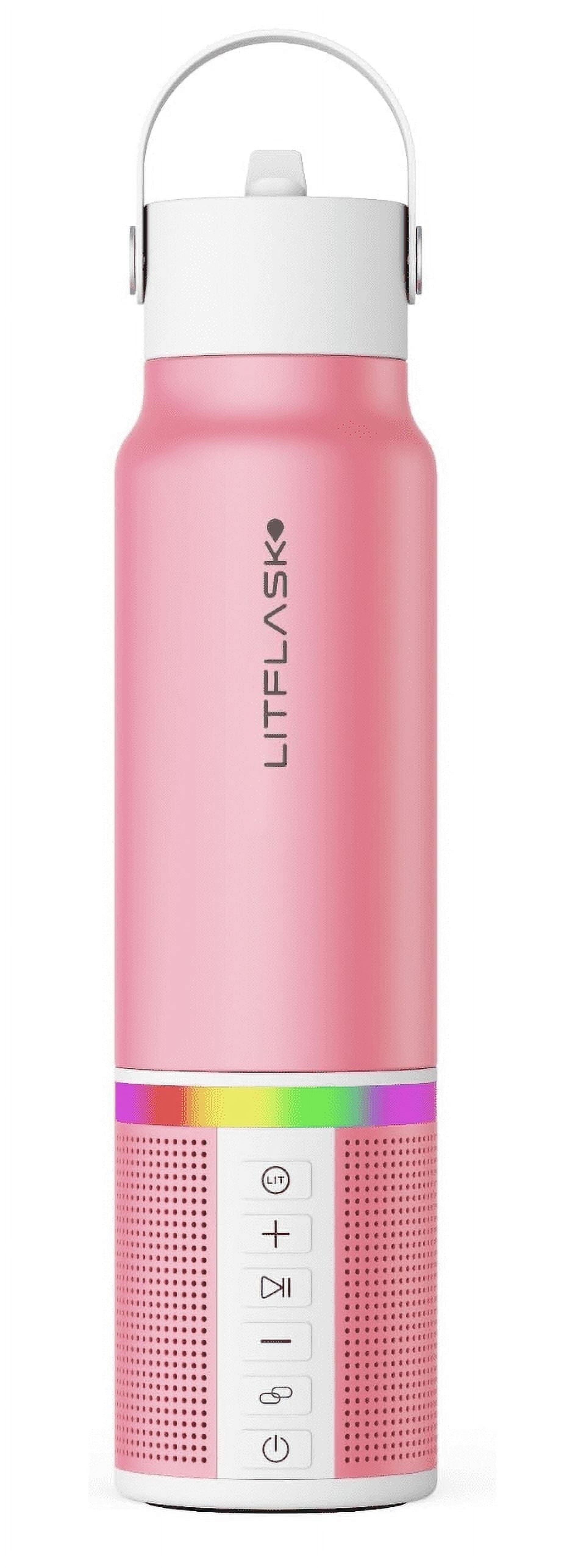 LITFLASK Smart Water Bottle with Premium Bluetooth Speaker, Pink ...