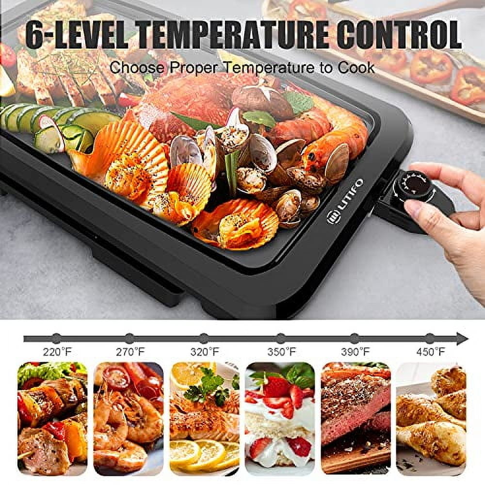 LITIFO Electric Griddle Indoor, 1450W Nonstick Extra Large BBQ Griddle ...