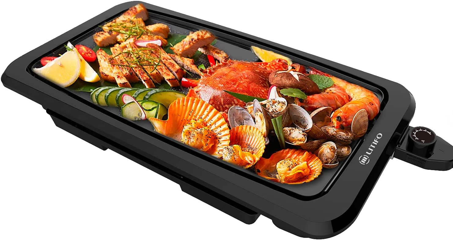 Litifo Electric Indoor Griddle, 1450W Nonstick Large BBQ, Countertop ...