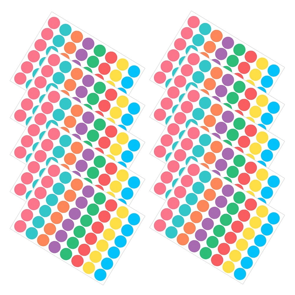 LITINKIMI 10 Sheets Coloured Sticky Labels Round Design Assorted Color ...