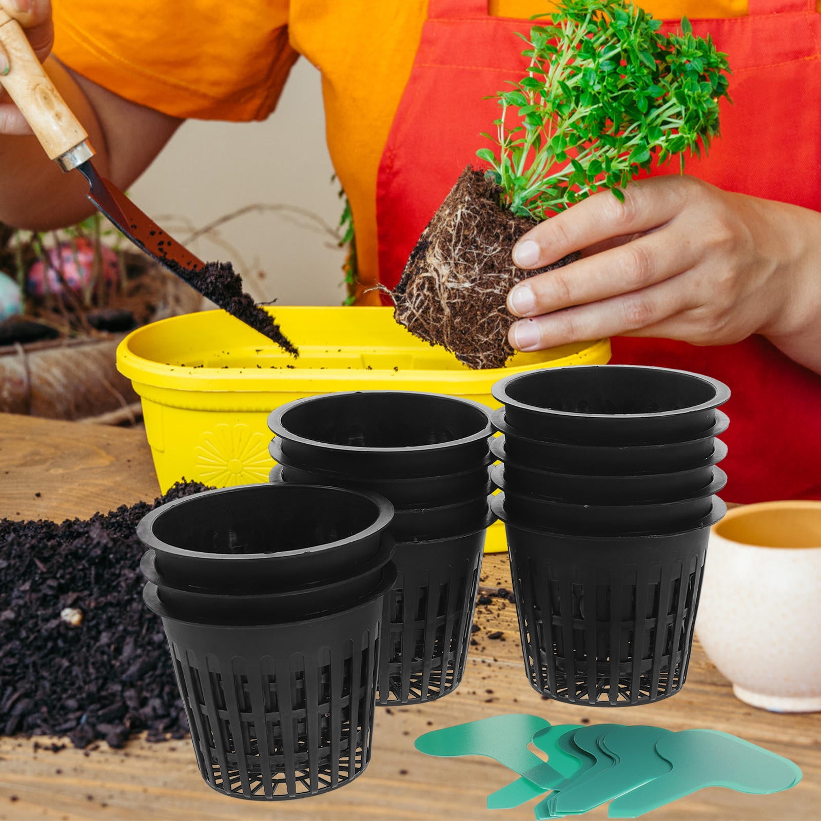 LITINKIMI 12 Flowerpots Plastic Pots for Plants with Labeling Function ...