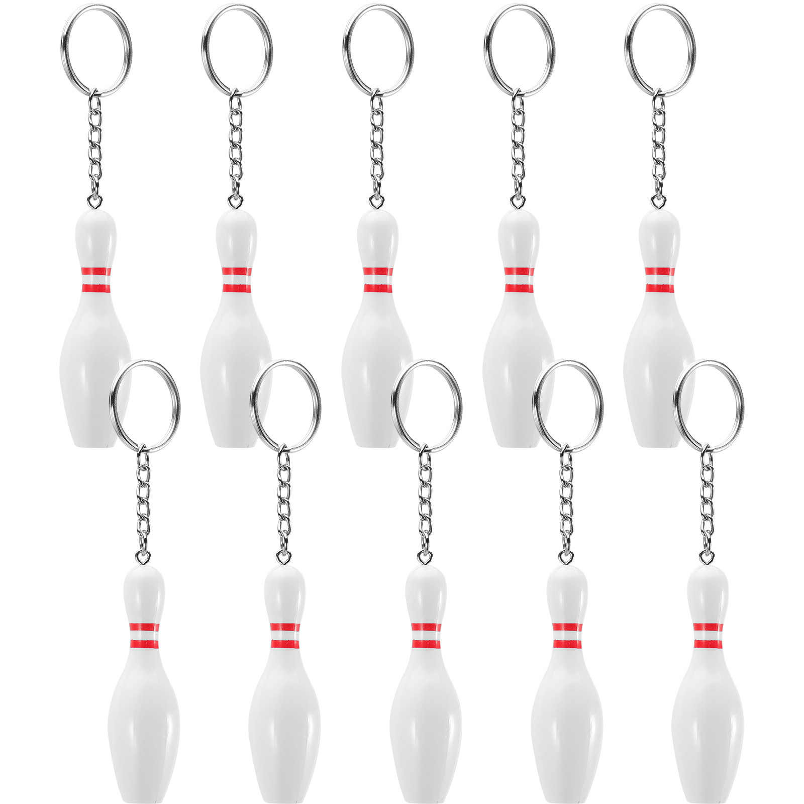 LITINKIMI 12Pcs Creative Bowling Keychains Mini Bowling Pins White PVC ...