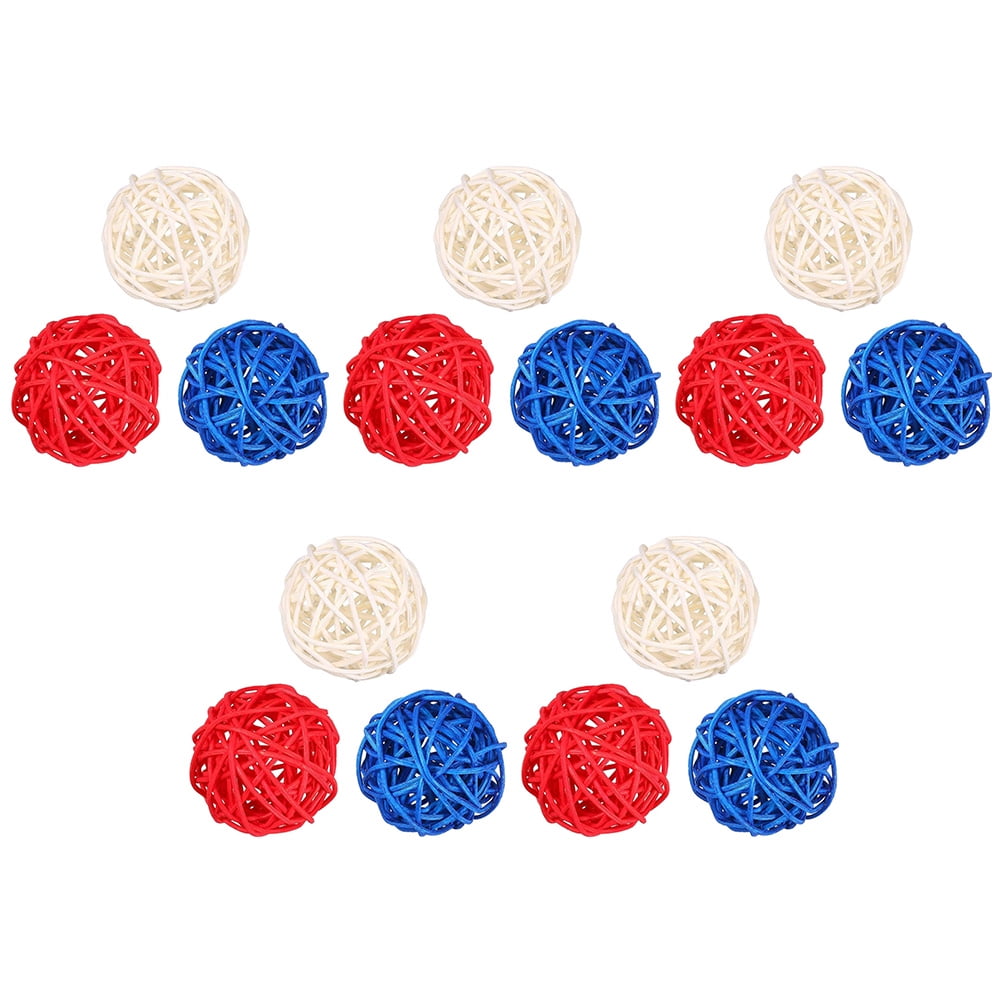 LITINKIMI 15Pcs Rattan Woven Ball Red Dark Blue White 2.4x2.4x2.4in ...