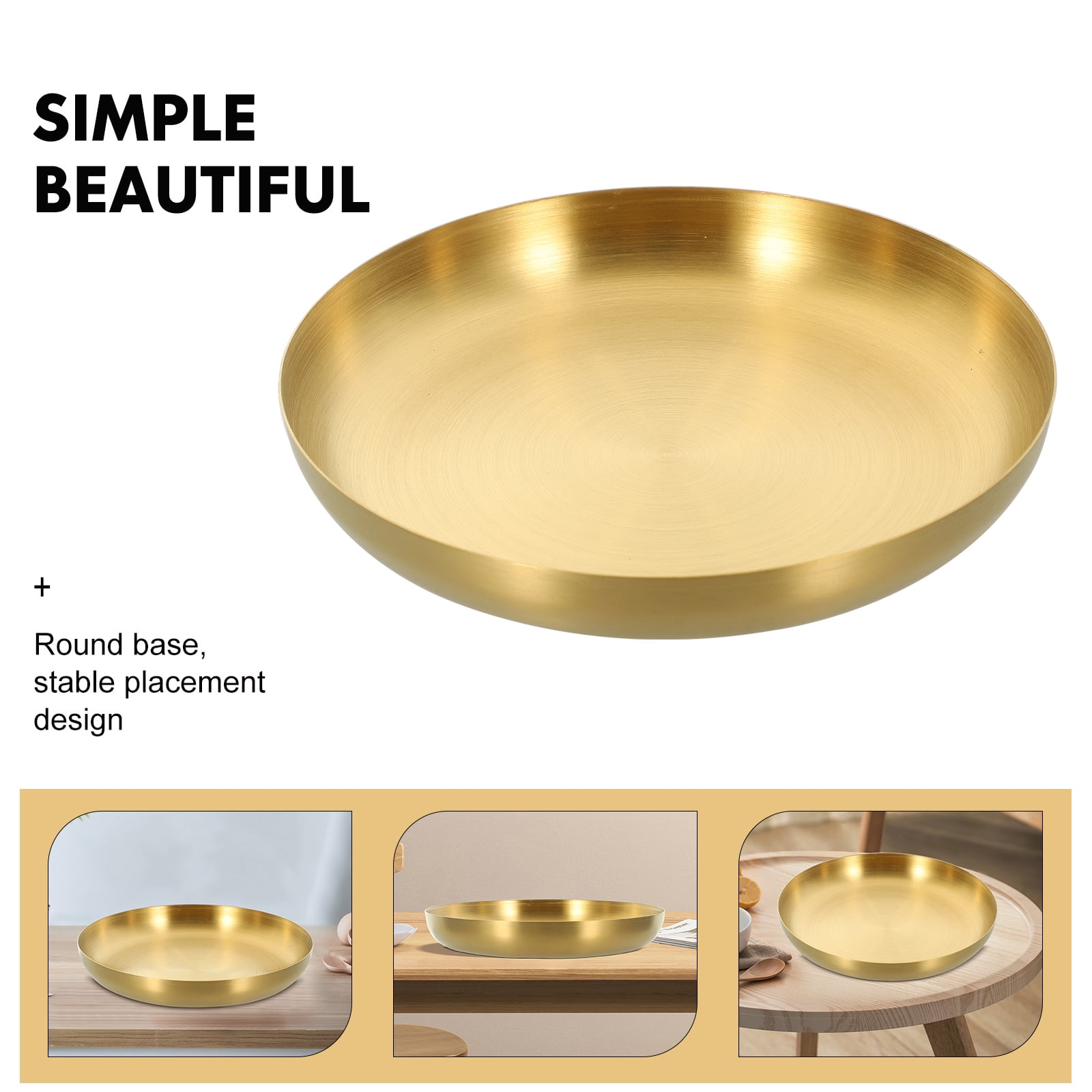 LITINKIMI 1Pack Stainless Steel Food Plate Golden Round 18x0.7Inch For ...