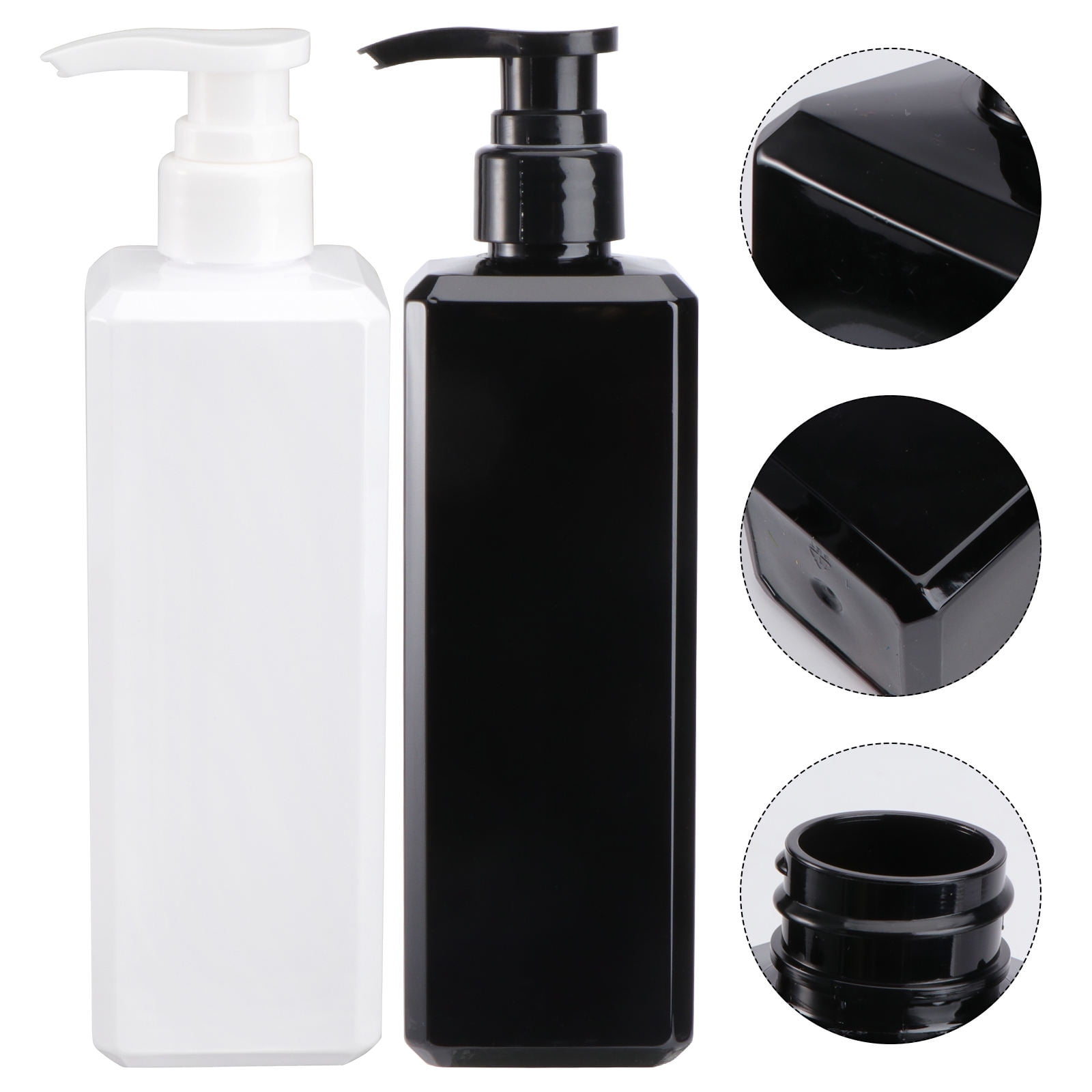 LITINKIMI 2Pcs Black Square Plastic Shampoo And Conditioner Bottles For Liquid Dispensing ...