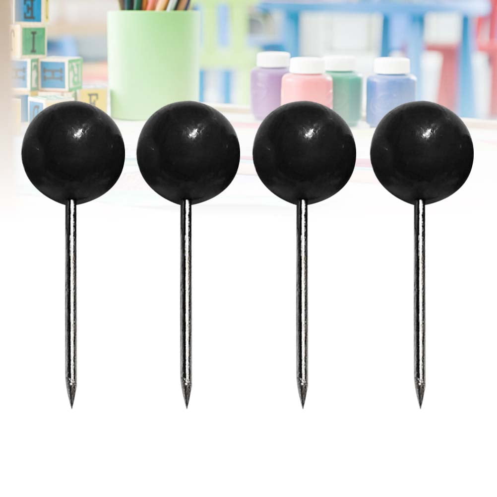 LITINKIMI 300Pcs Black Map Tacks Plastic Stainless Steel Round Push Pin ...