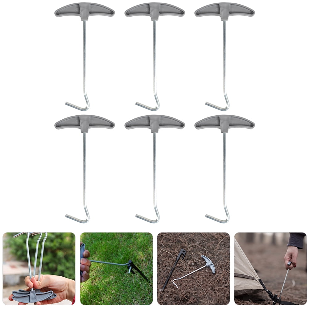 LITINKIMI 6Pack Tent Stake Puller Tool Compact Design in Grey Color for ...