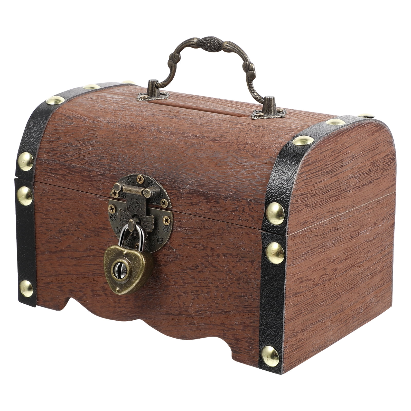 LITINKIMI Bank: Vintage Wood Treasure Chest Rustic Small Wooden Box ...