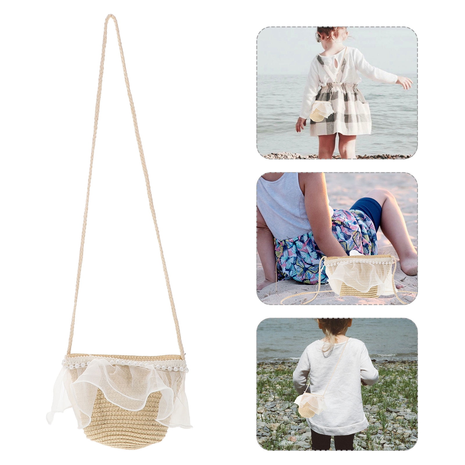 LITINKIMI Girls Beach Bag Crochet Tote Beige 1Set Easy To Carry ...