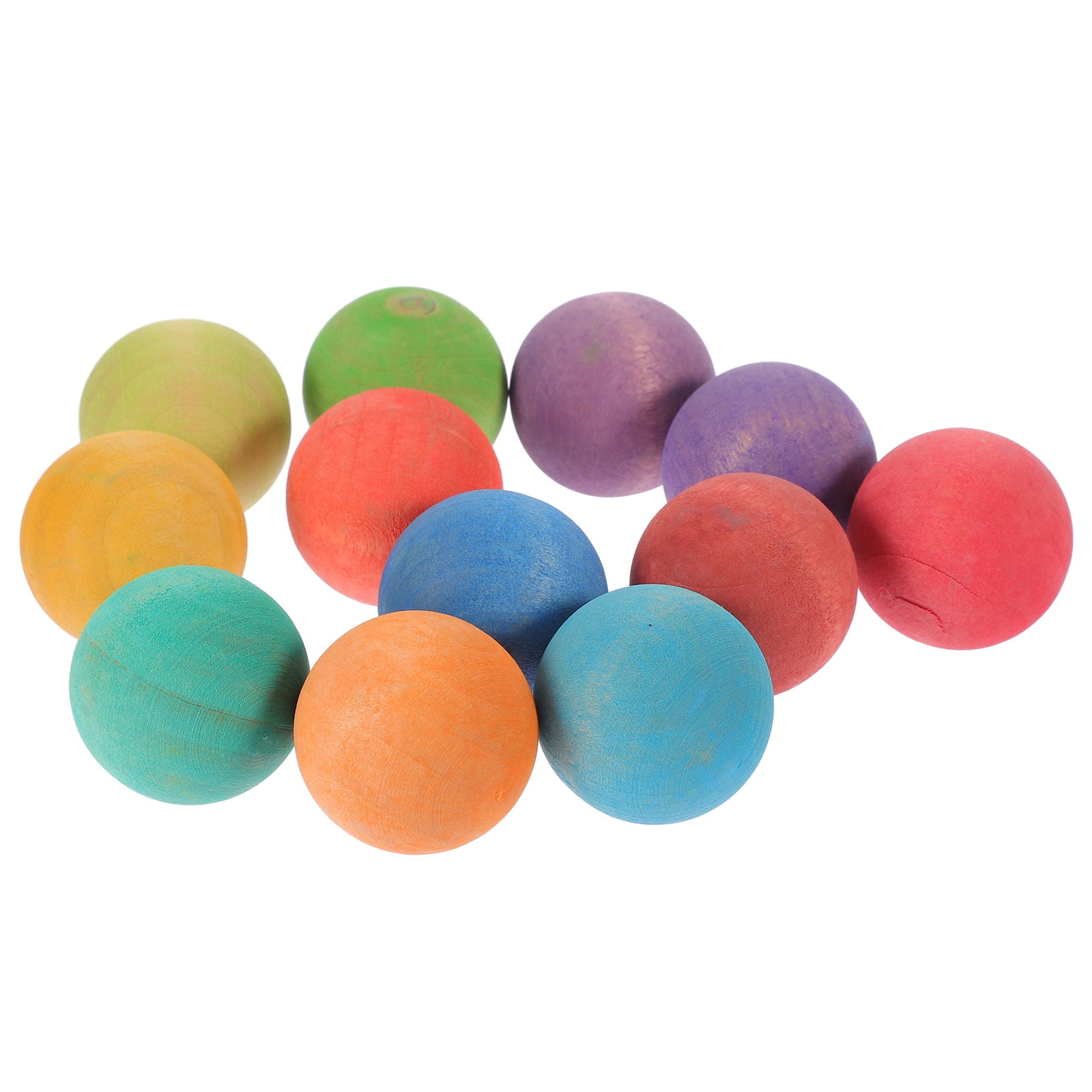 LITINKIMI Wood Colored Ball 12Pcs Pastel Color Small Round Educational ...