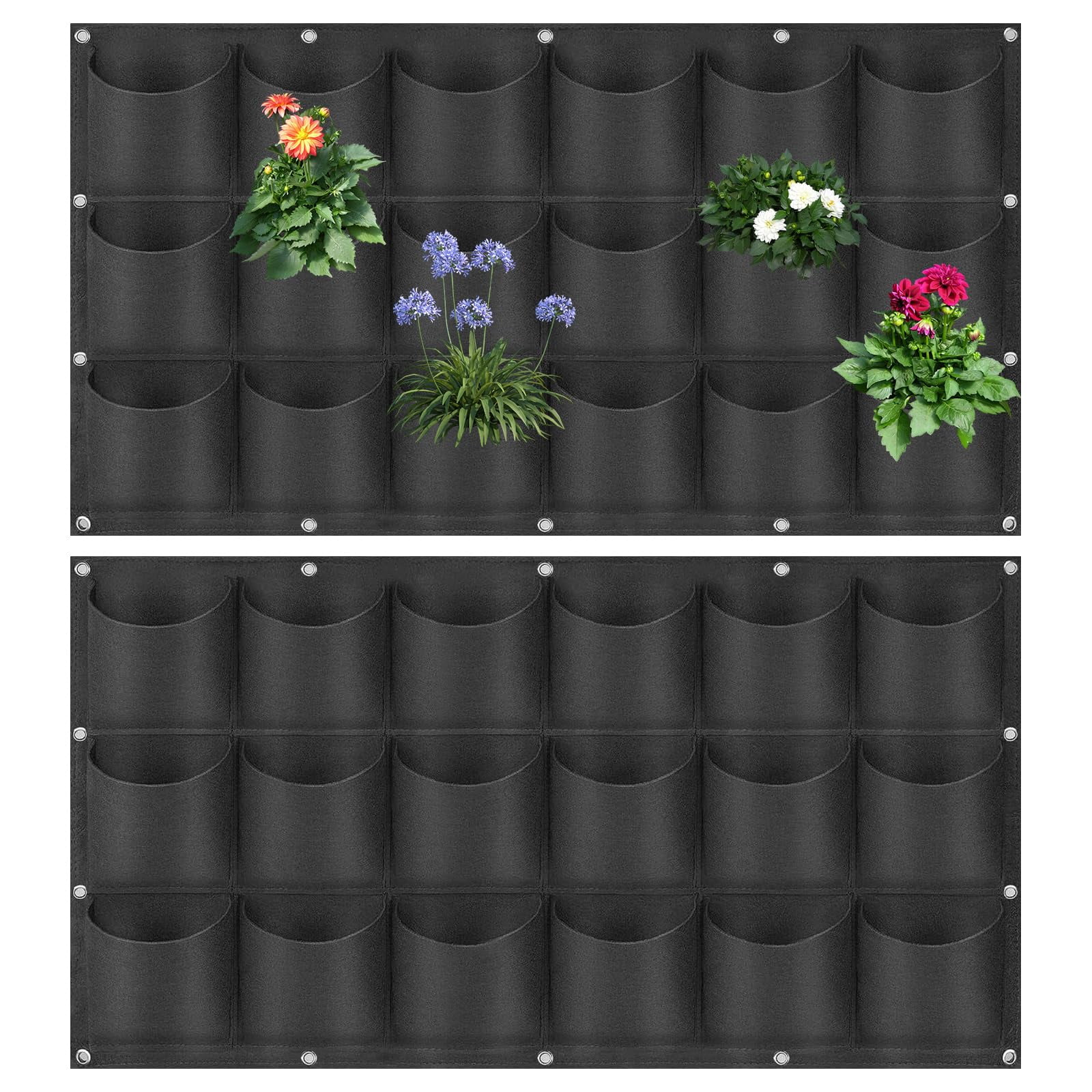 LITLANDSTAR 18 Pockets Hanging Grow Bags, 2 Pack Horizontal Wall ...