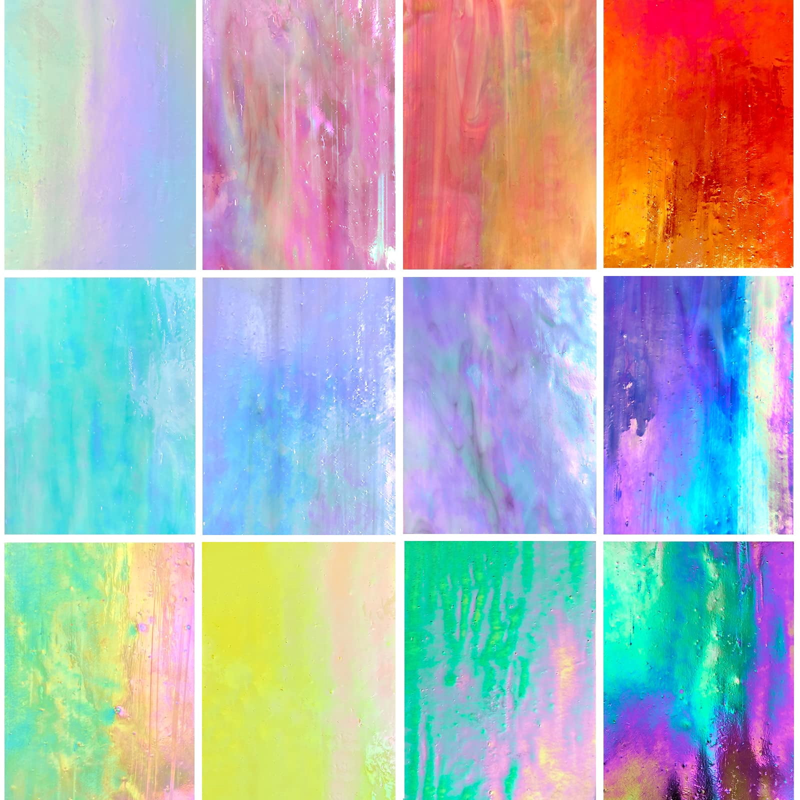 LITMIND 12 Sheets Iridescent Stained Glass Sheets, 4x6 inch Iridescent ...