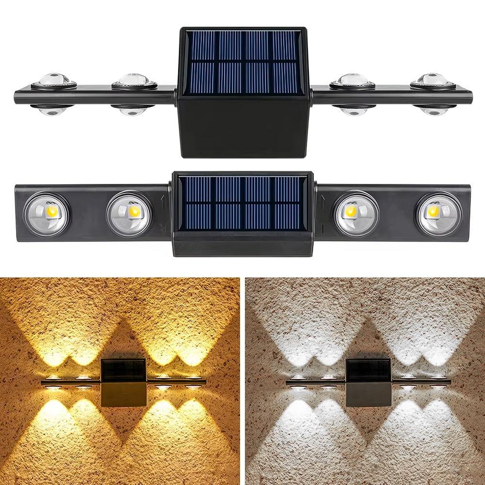 LITOM 2 Pack Outdoor Solar Fence Lights - 8 LED Beads, IP65 Waterproof ...
