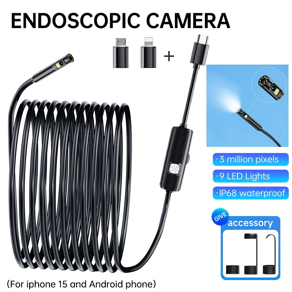 LITOM 9 Lamp Beads Ip68 Waterproof Industrial Grade Endoscope, 3-in-1 ...