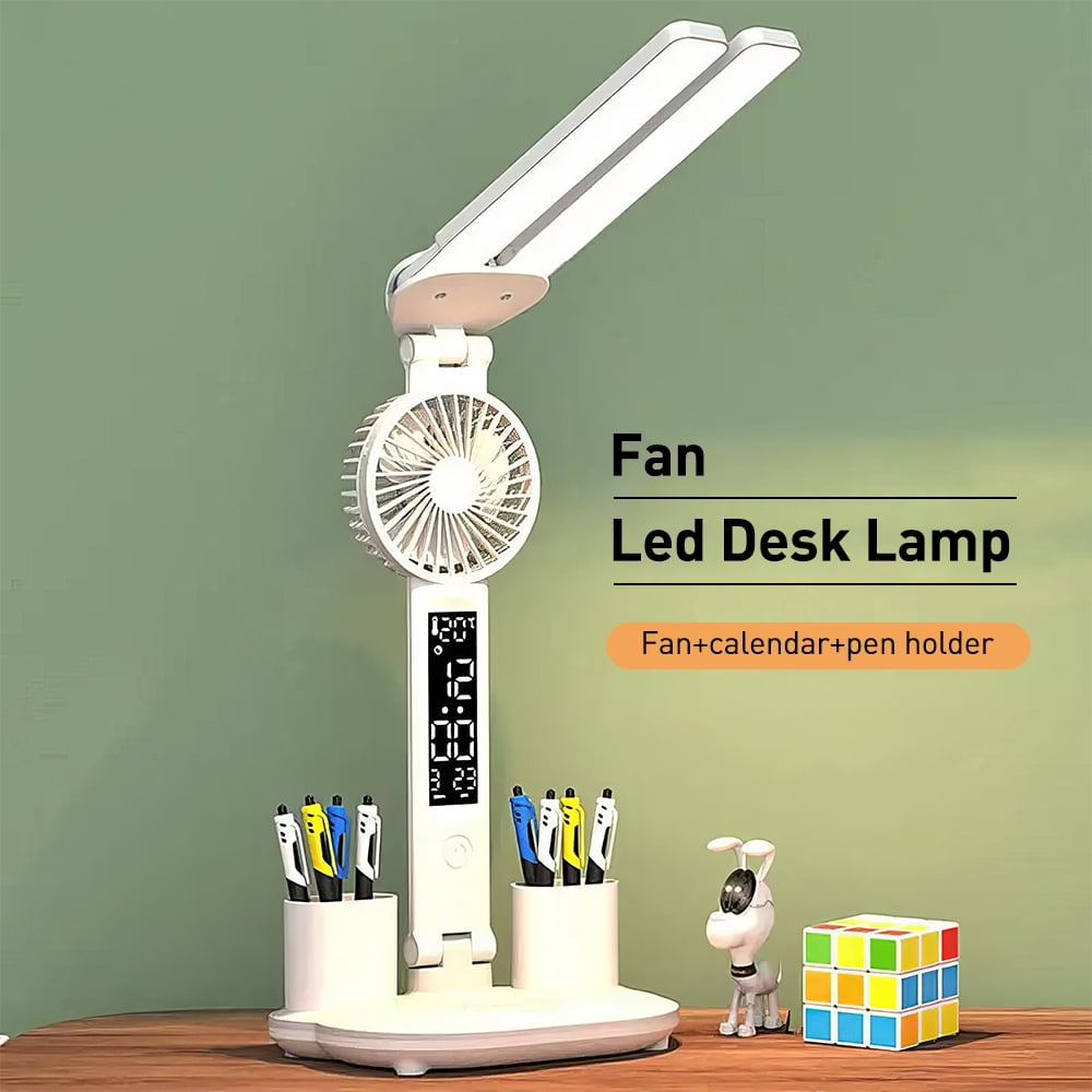 LITOM LED Double-Head Desk Lamp with Calendar Time Function, 2000mAh ...