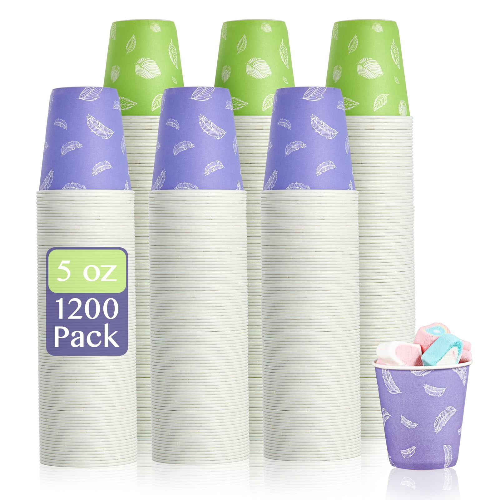 LITOPAK 1200 Pack 5 BDF32 oz Paper Cups, Colorful Samll Disposable ...