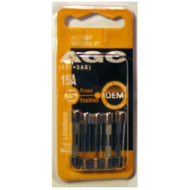 LITTELFUSE AGC15BP 15 Amp AGC Series 3AG Glass Cartridge Fuse - Walmart.com