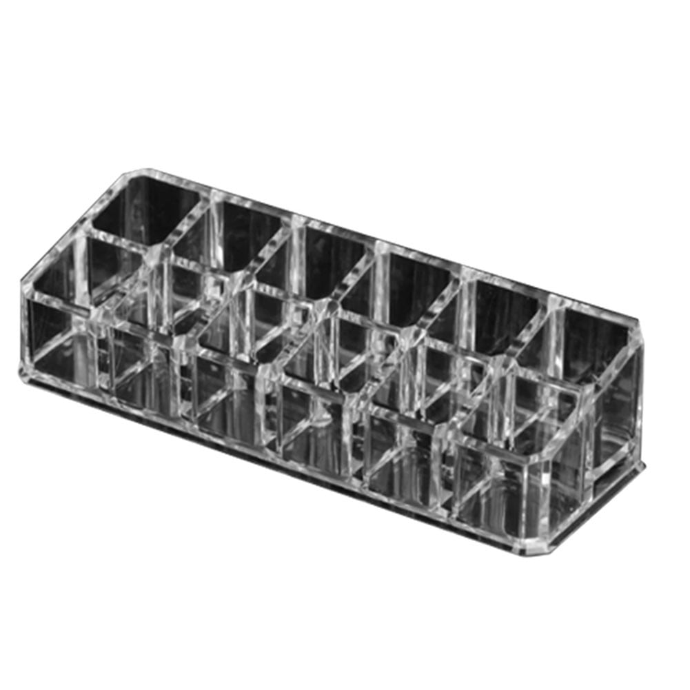 LITTLE HOME 12 Grids Makeup Organizer Box Transparent Plastic Lipstick ...