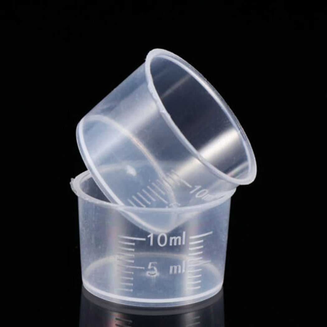 LITTLE HOME 50 Pack 10ml Plastic Measuring Cups Transparent Laboratory ...