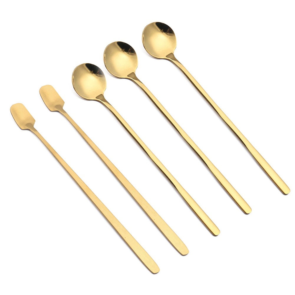 LITTLE HOME 6 Long Handle Teaspoons Stainless Steel Ice Cream Coffee ...