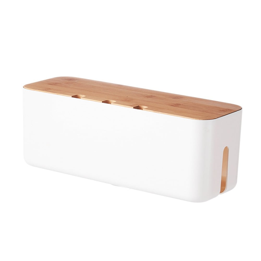 LITTLE HOME Cable Management Box with Wooden Cover, ABS Plastic Wire ...