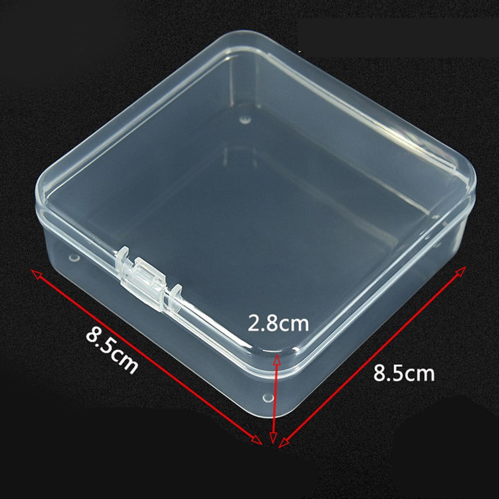 LITTLE HOME Clear Plastic Storage Box Small Square Container 8.5x8.5x2 ...
