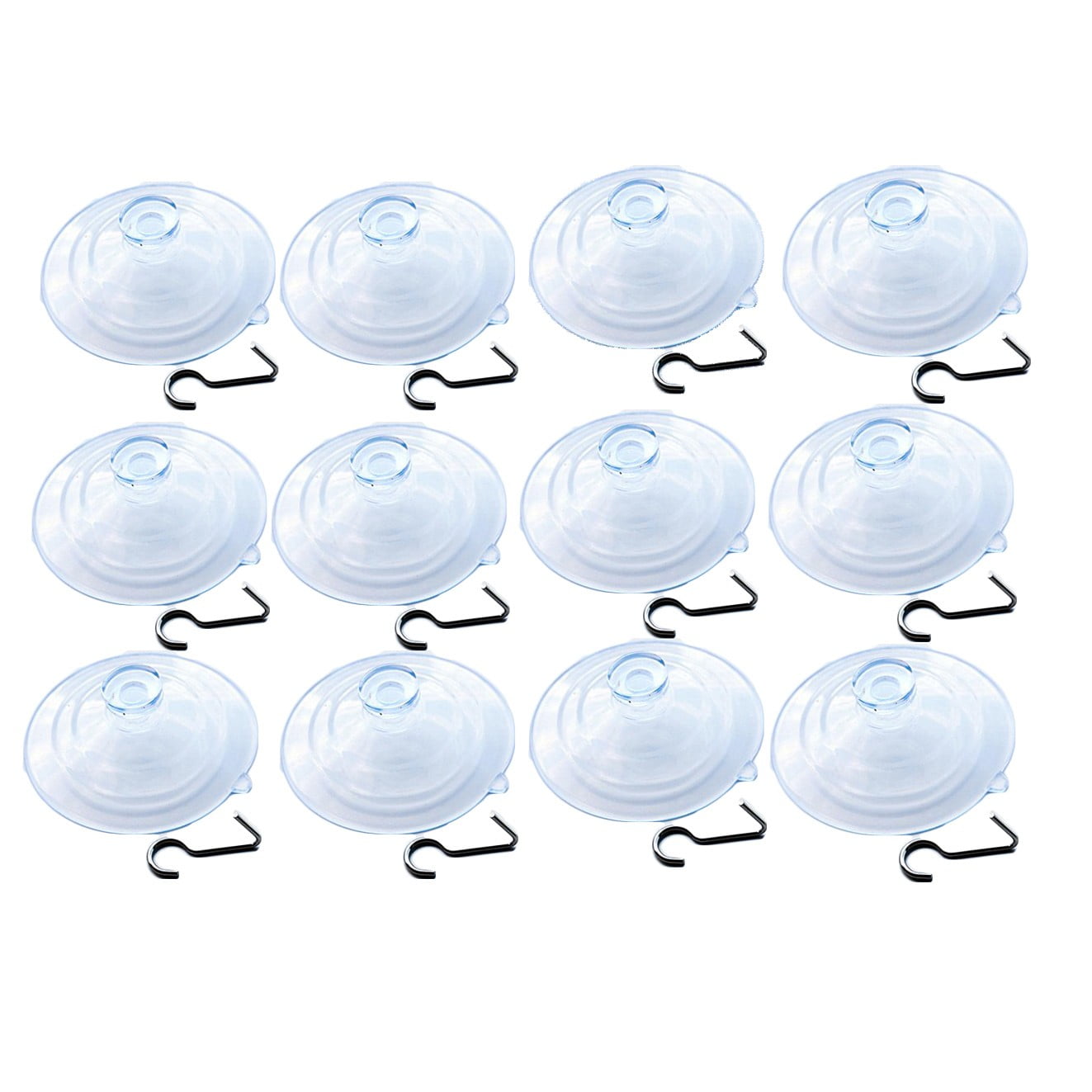 LITTLE HOME Clear Plastic Suction Cup Hooks Set of 12 - Strong 3cm ...