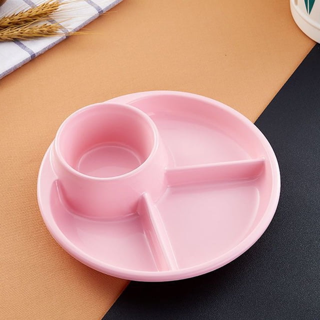 LITTLE HOME Divided Dinner Plates Set - 3 Compartment Plastic Plates ...