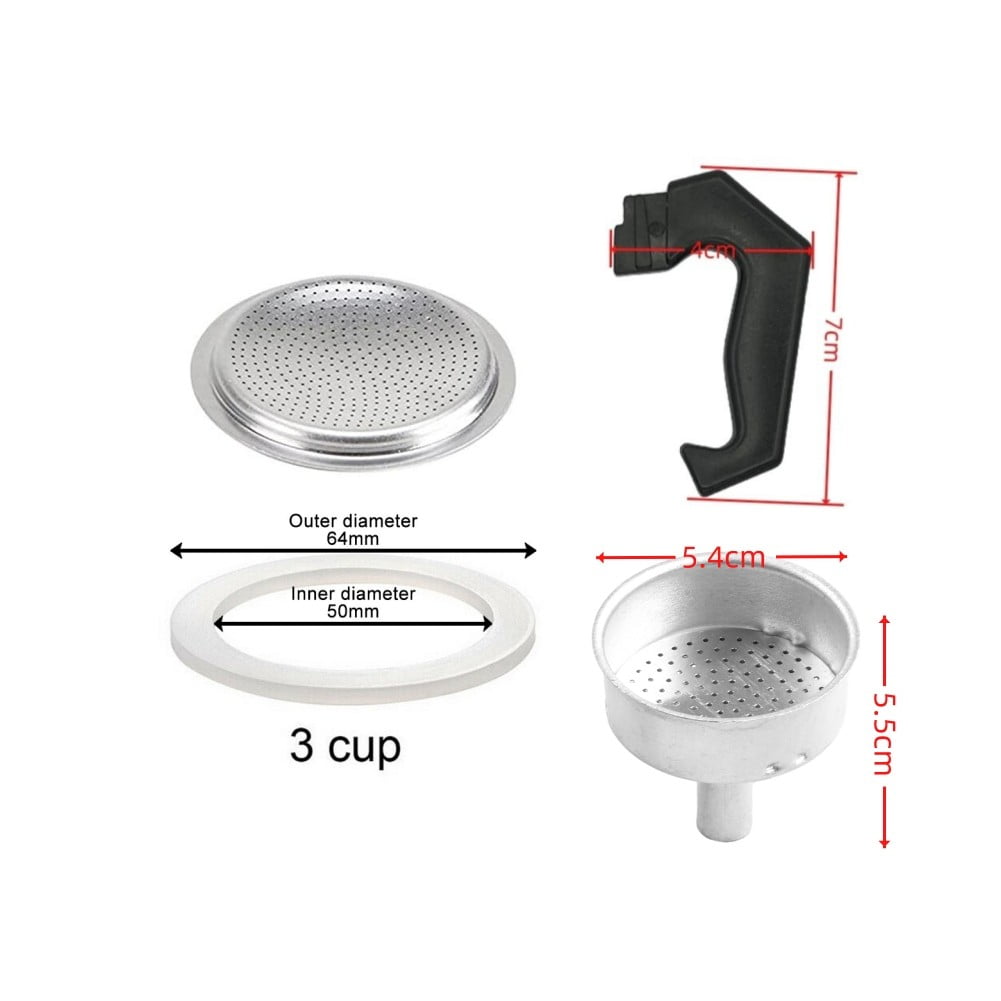 LITTLE HOME Espresso Coffee Moka Pot Replacement Parts Set - Handle ...