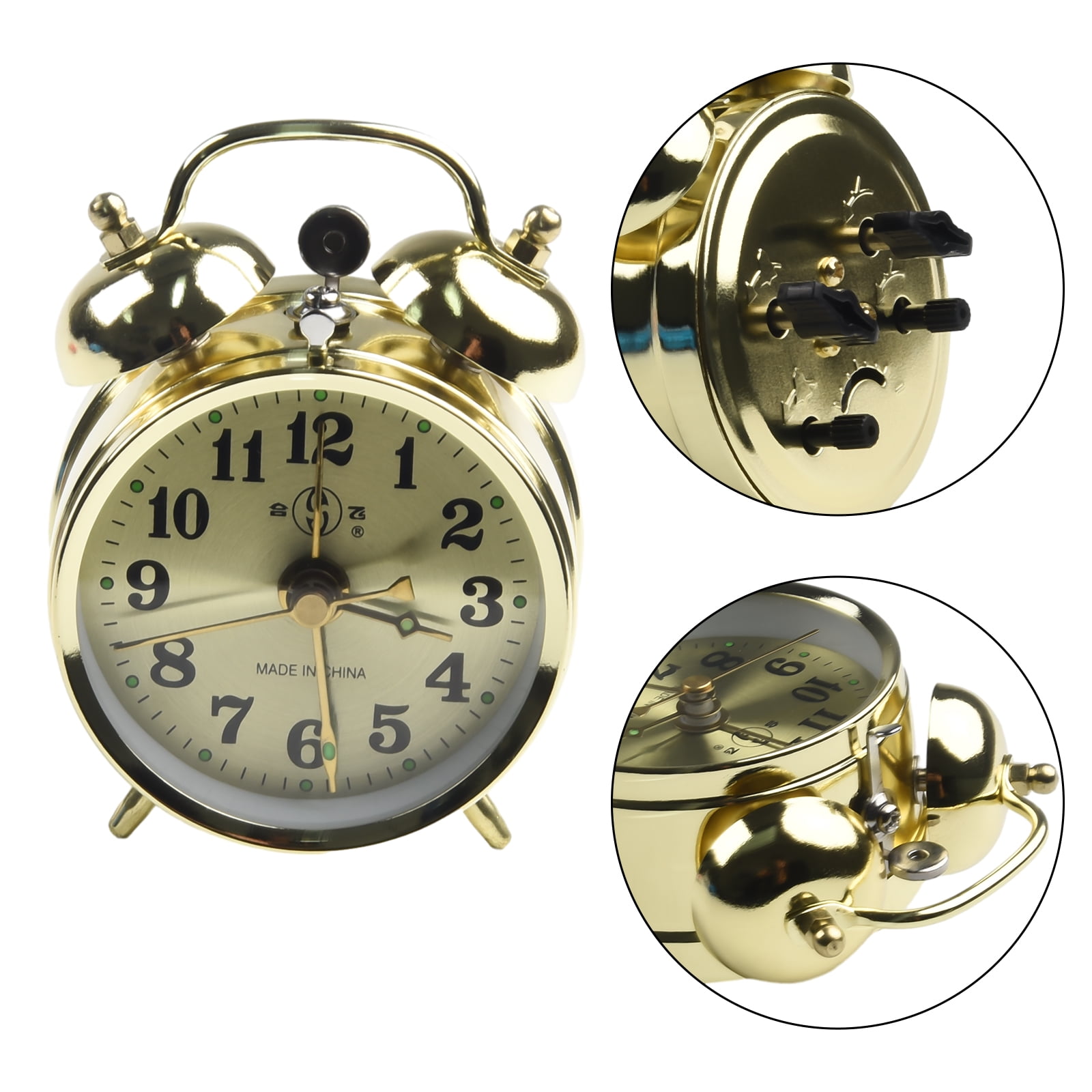 LITTLE HOME Retro Mechanical Alarm Clock 2.8in Twin Bell Alarm Clock ...