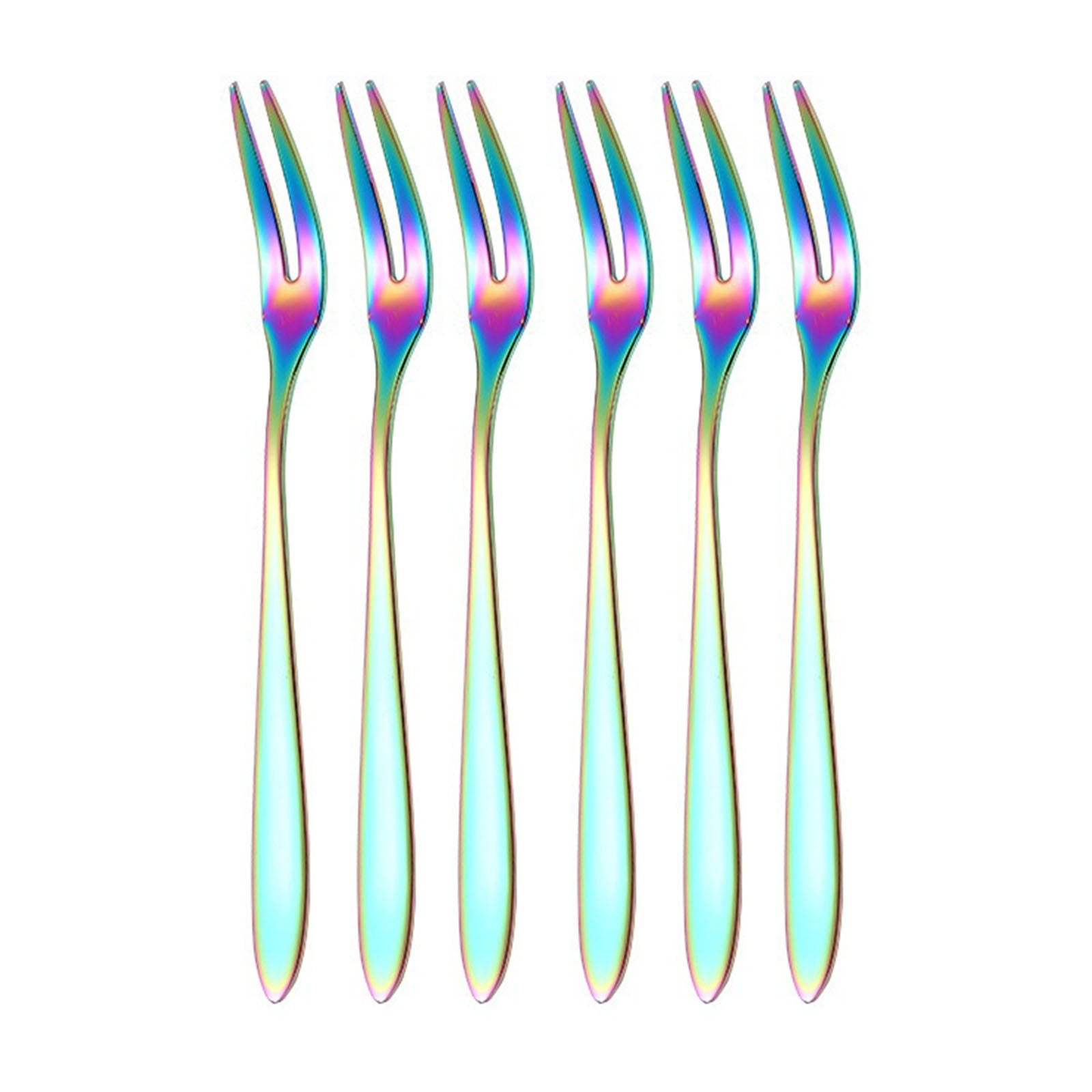 LITTLE HOME Stainless Steel Fruit Forks Set of 6, Mini Food Pick for ...