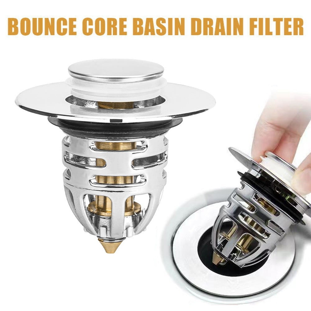 LITTLE HOME Waterproof Bathroom Sink Stopper Bounce Up Drain Filter ...