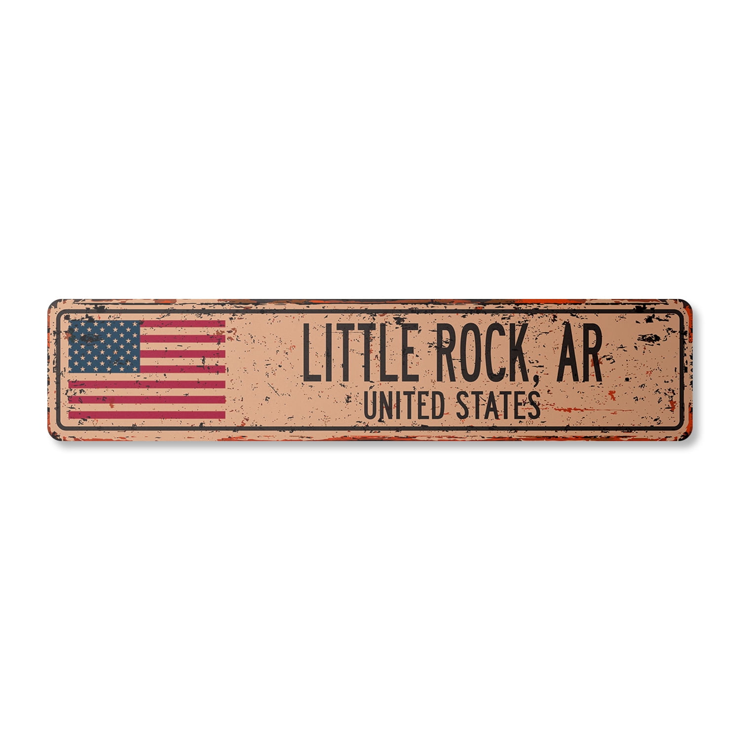 LITTLE ROCK AR UNITED STATES Vintage Aluminum Street Sign American flag ...