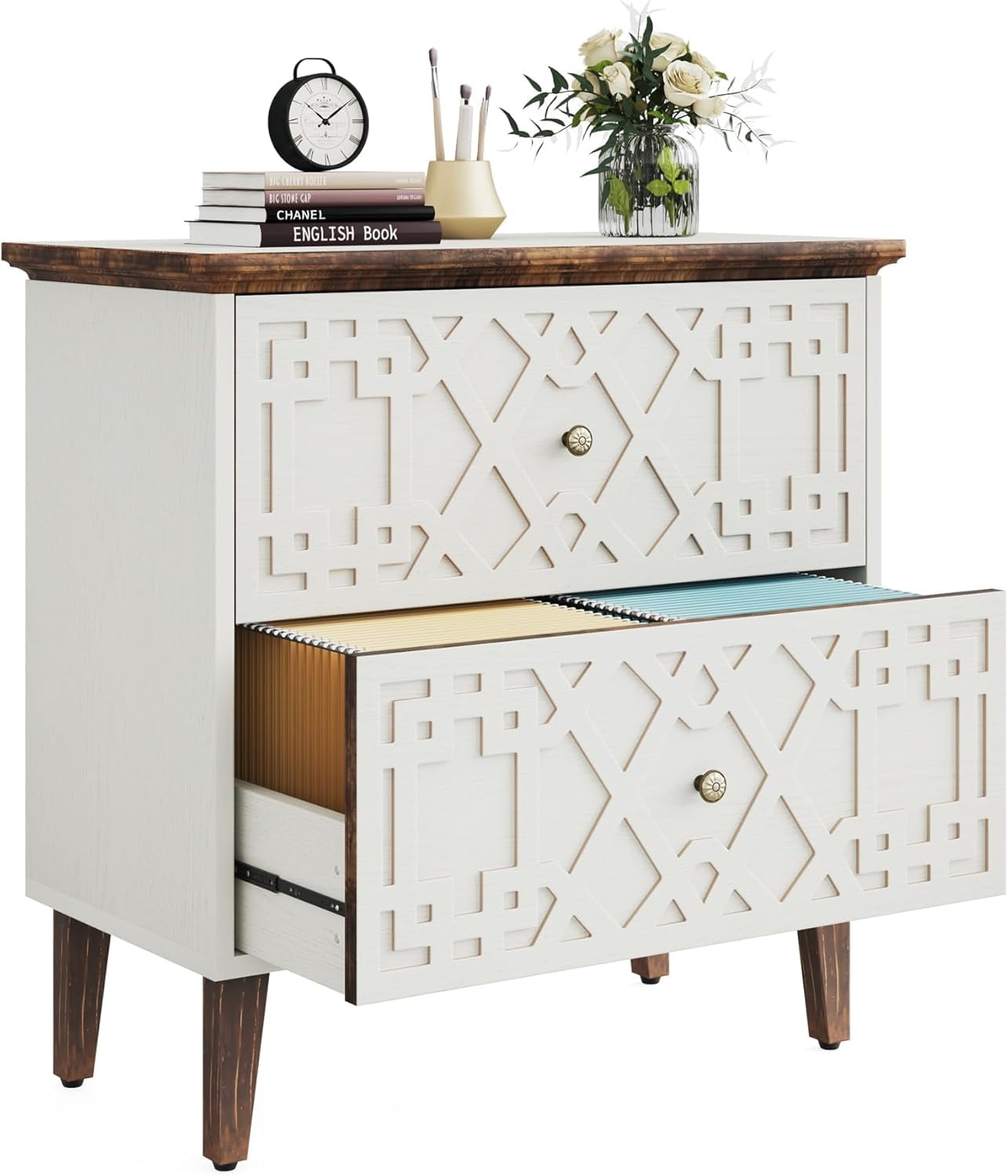 LITTLE TREE 2-Drawer File Cabinet, Lateral Filing Cabinet for A4/Letter ...