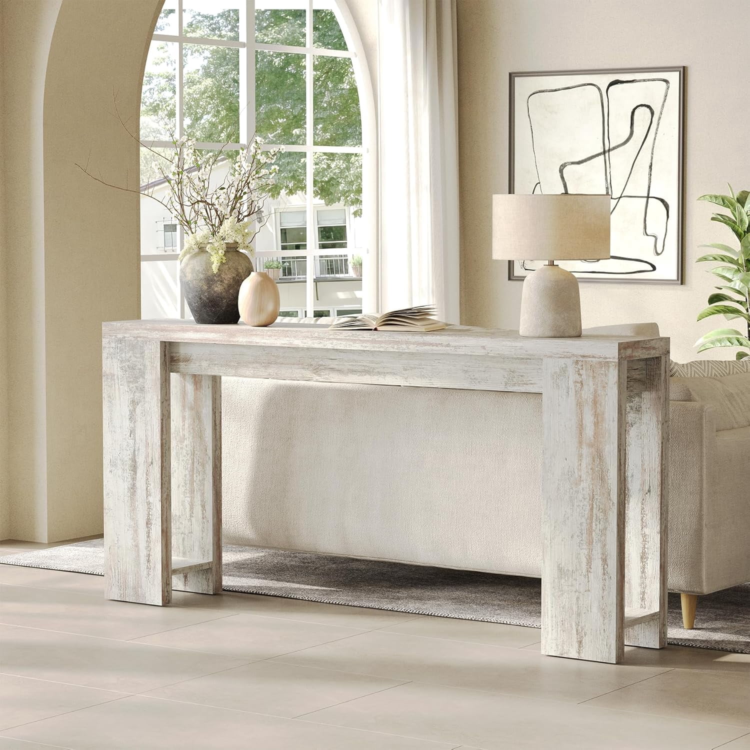 LITTLE TREE 70.9-Inch Entryway Table, Long Narrow Farmhouse Sofa ...