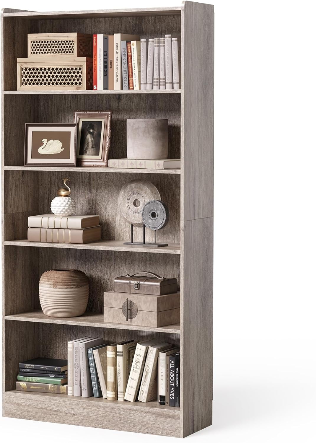 LITTLE TREE 72 Inch Tall Bookcase, Freestanding 6-Tier Library ...