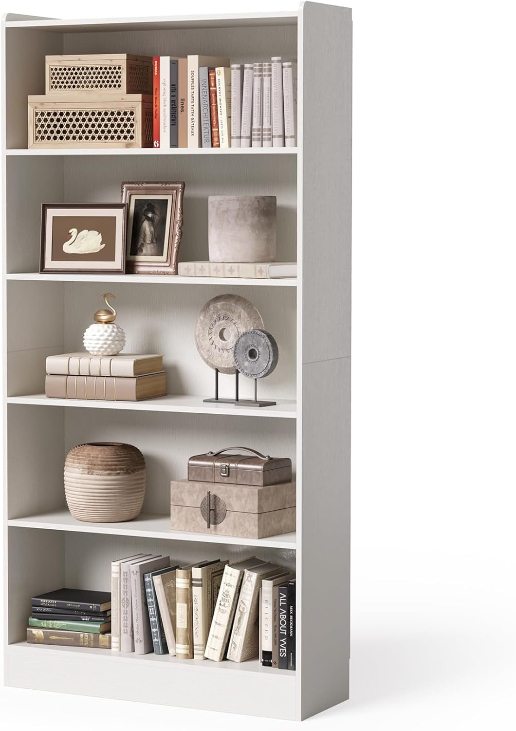 LITTLE TREE 72 Inch Tall Bookcase, Freestanding 6-Tier Library ...