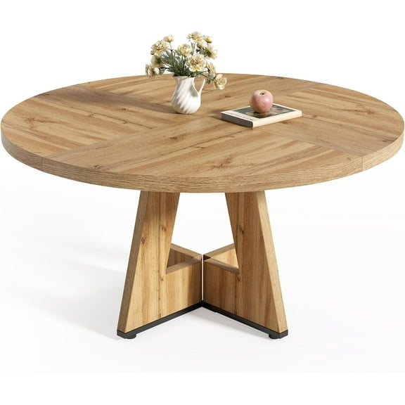 OKD 47” Round Dining Table for 4–6, Circle Kitchen Table with Cross ...